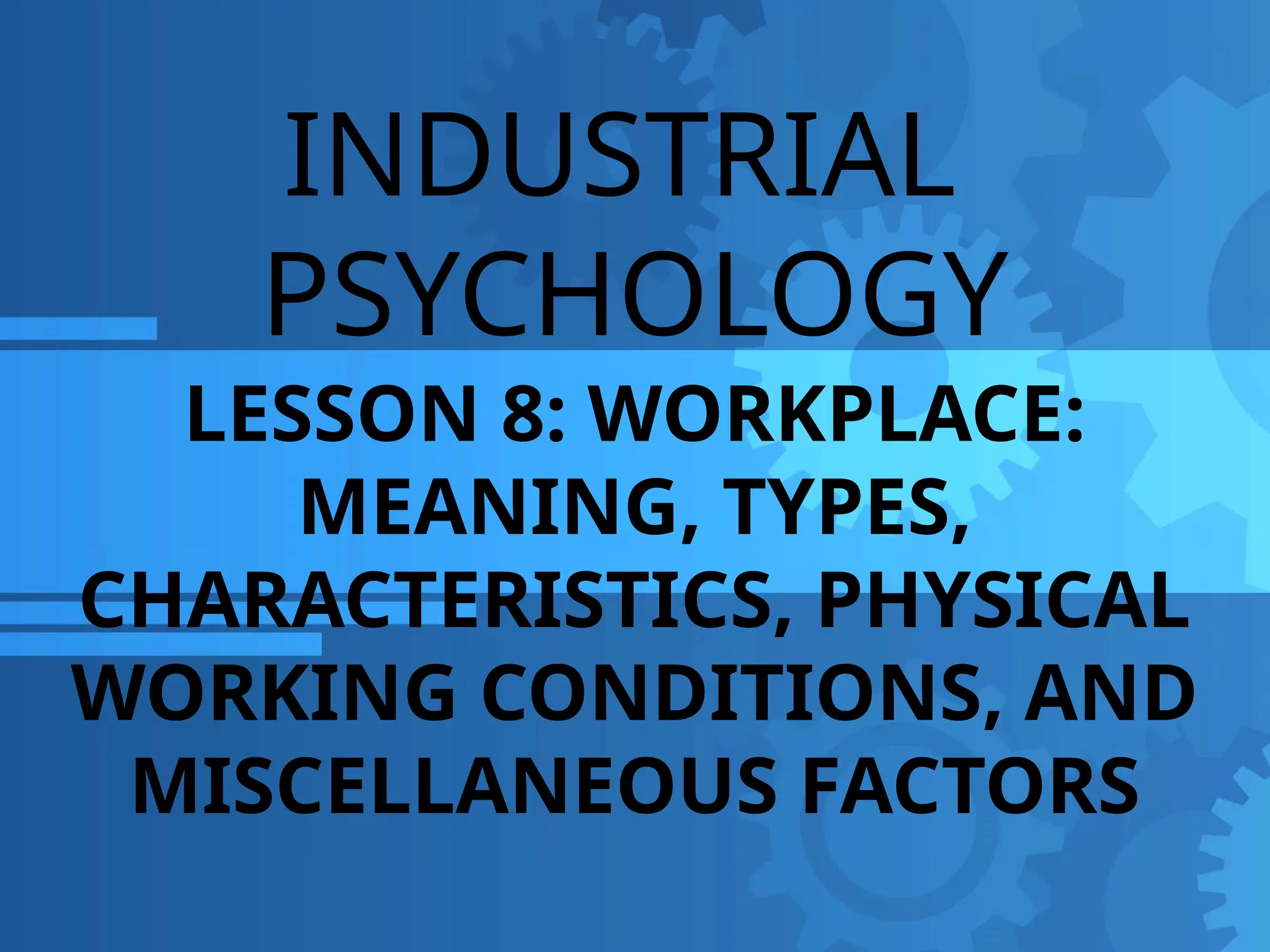 INDUSTRIAL_PSYCHOLOGY_8 LESSON 8: WORKPLACE: MEANING, TYPES ...