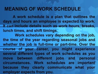 INDUSTRIAL_PSYCHOLOGY_9 LESSON 9: WORK SCHEDULE: WORKING HOURS ...
