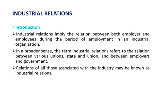 Industrial Relationship in human resources management | PPTX