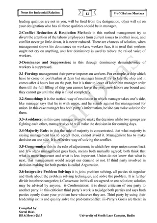 Industrial Relations notes | PDF