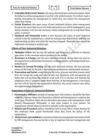 Industrial Relations notes | PDF