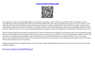 Industrial Revolution Dbq | PPT