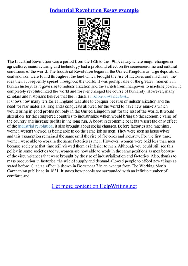 Industrial Revolution Essay Conclusion | PDF