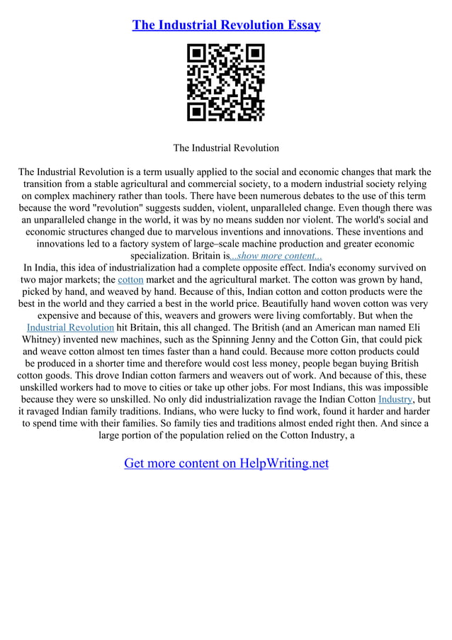 Industrial Revolution Essay Conclusion | PDF