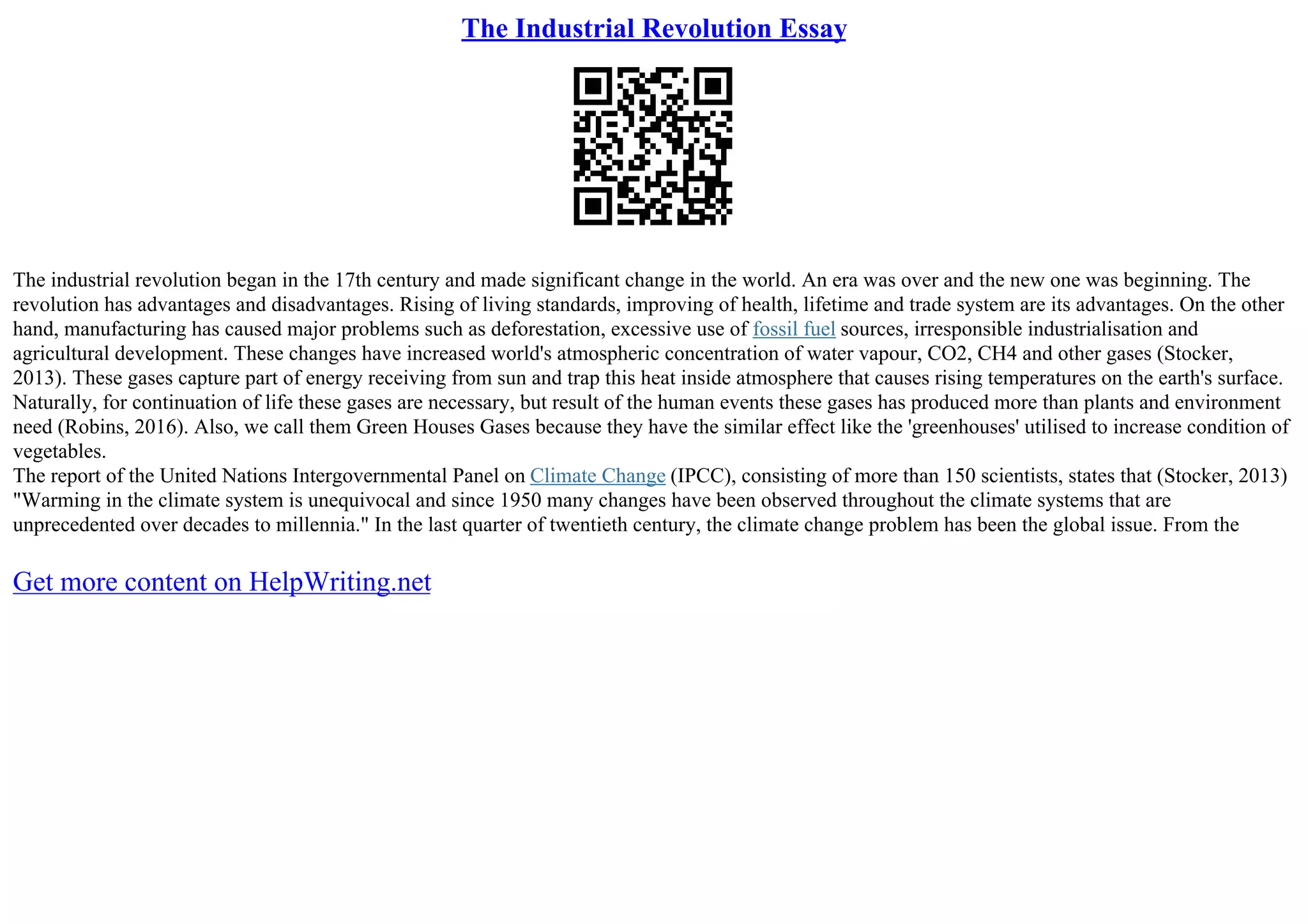Industrial Revolution Essay Example | PDF