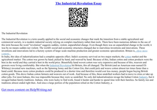 Industrial Revolution Essay Example | PPT