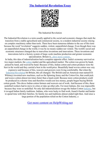 Industrial Revolution Essays | PDF