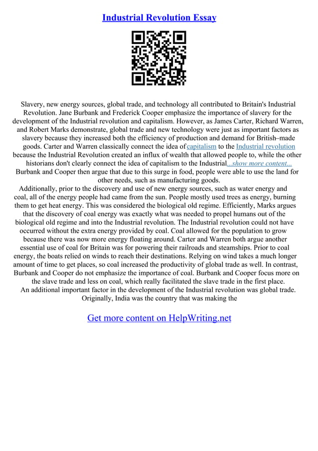 Industrial Revolution Essays | PDF