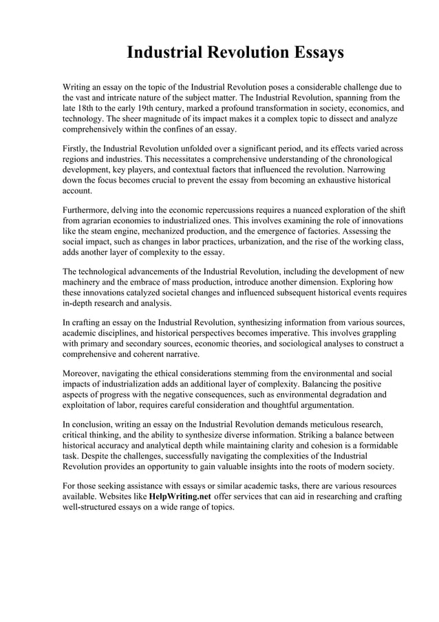 Industrial Revolution Essays.pdf | Homework and Study | Education