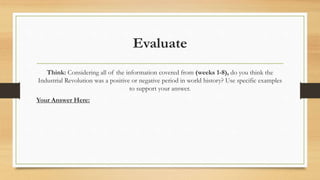 Industrial revolution for assignment 2 | PPTX