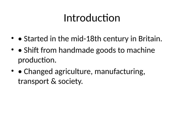 A powerpoint presentation on Industrial Revolution on global level | PPTX