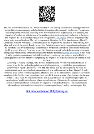 Industrial Revolution In Britain Essay | PDF