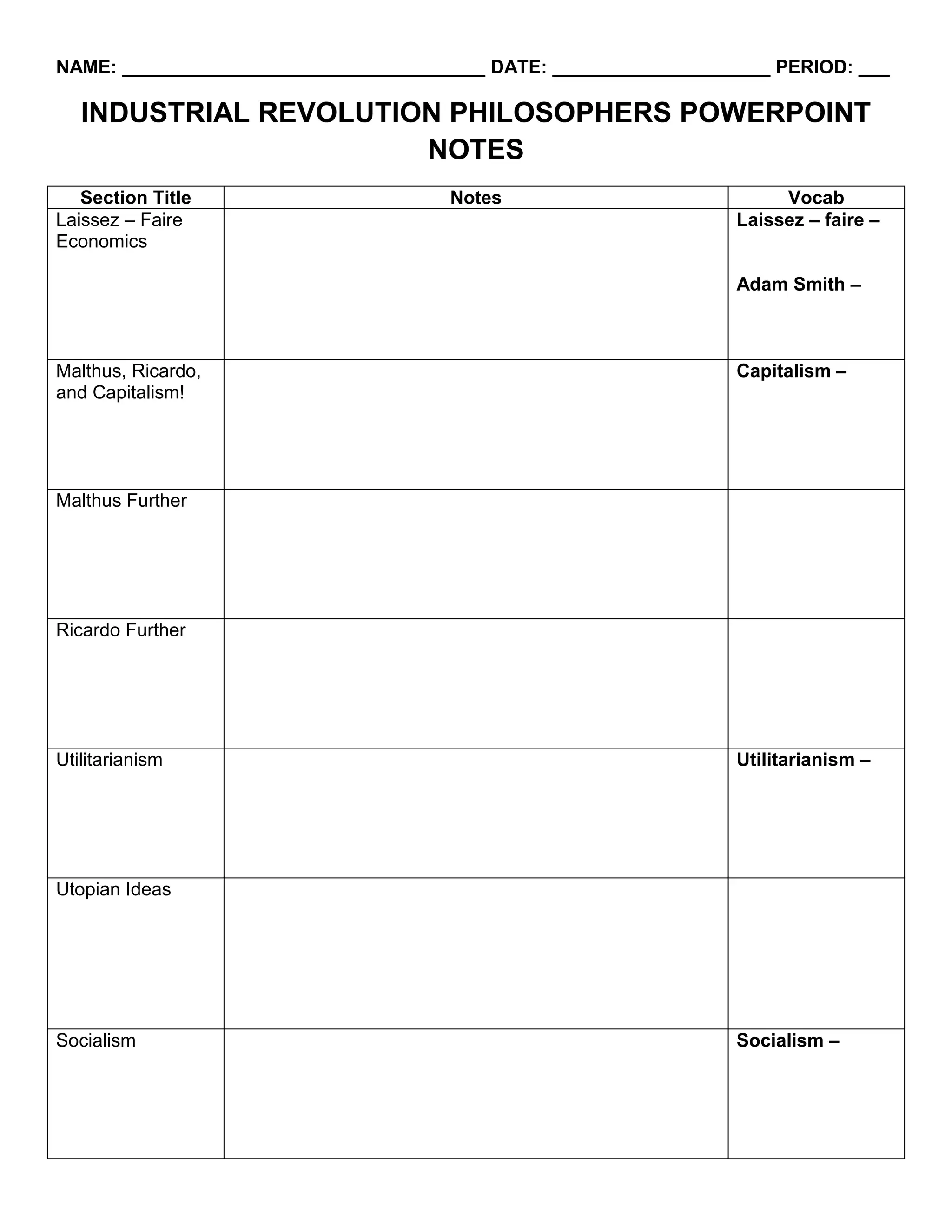 Industrial Revolution Philosophers | DOCX