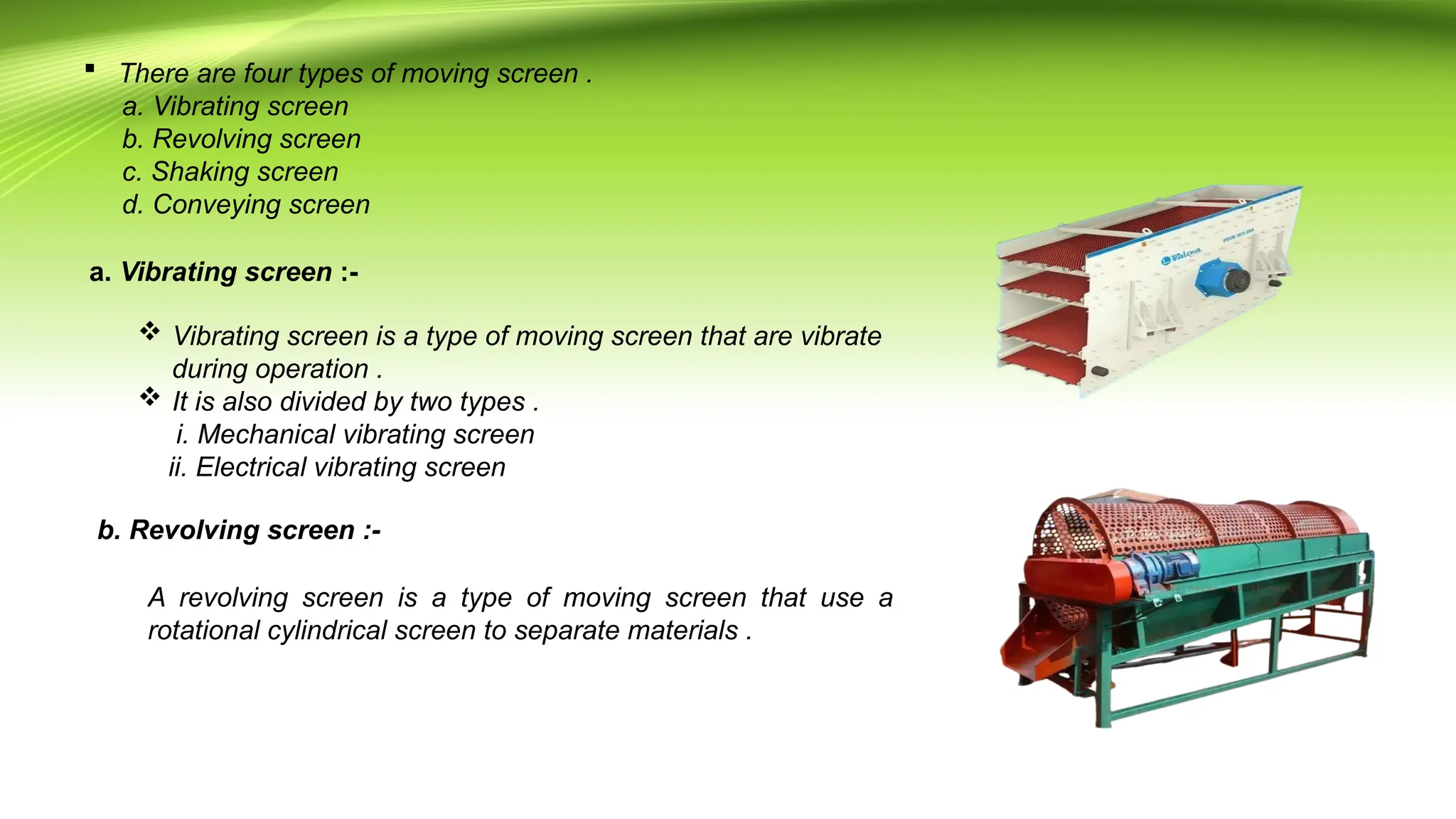 INDUSTRIAL SCREENING screening and the metrial testing | PPT