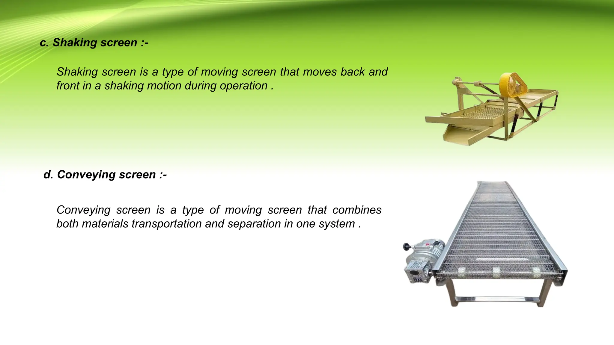 INDUSTRIAL SCREENING screening and the metrial testing | PPT