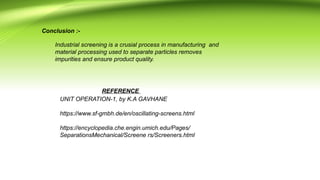INDUSTRIAL SCREENING screening and the metrial testing | PPTX