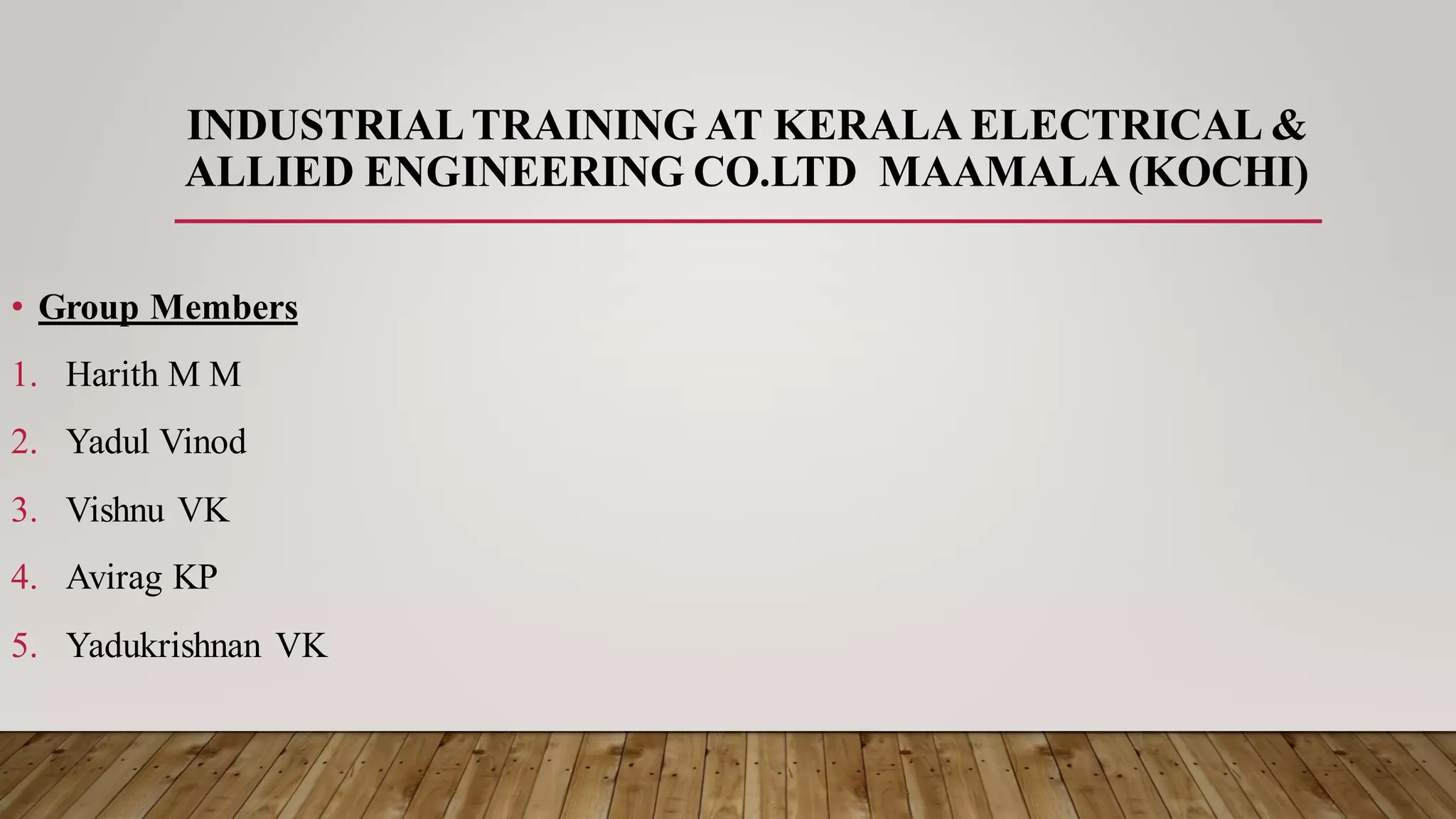 INDUSTRIAL TRAINING AT KERALA ELECTRICAL & ALLIED ENGINEERING.pdf
