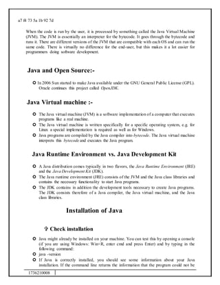 Industrial training report on core java | DOCX | Programming Languages | Computing