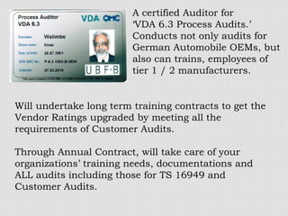 Industrial Training Lean, Process audits VDA 6.3, Quality Circle ...