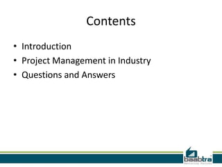 Industrial training project management session2 | PPT