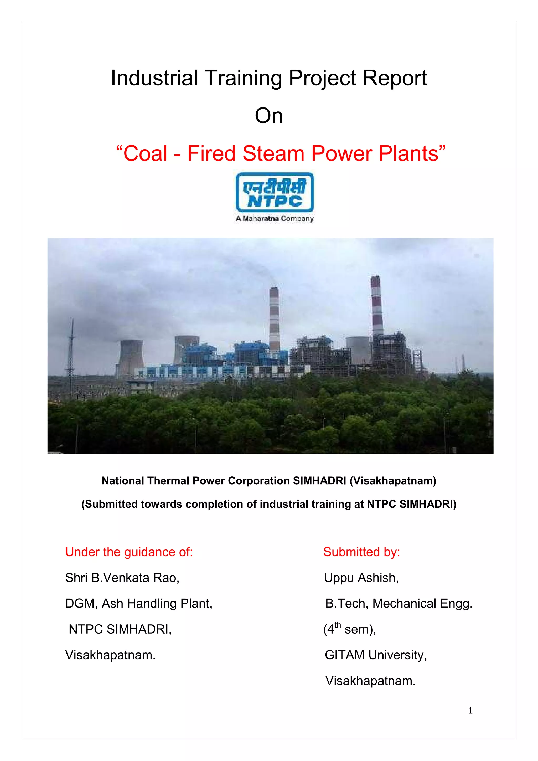 Project Report on Industrial Summer Training at NTPC Simhadri | PDF