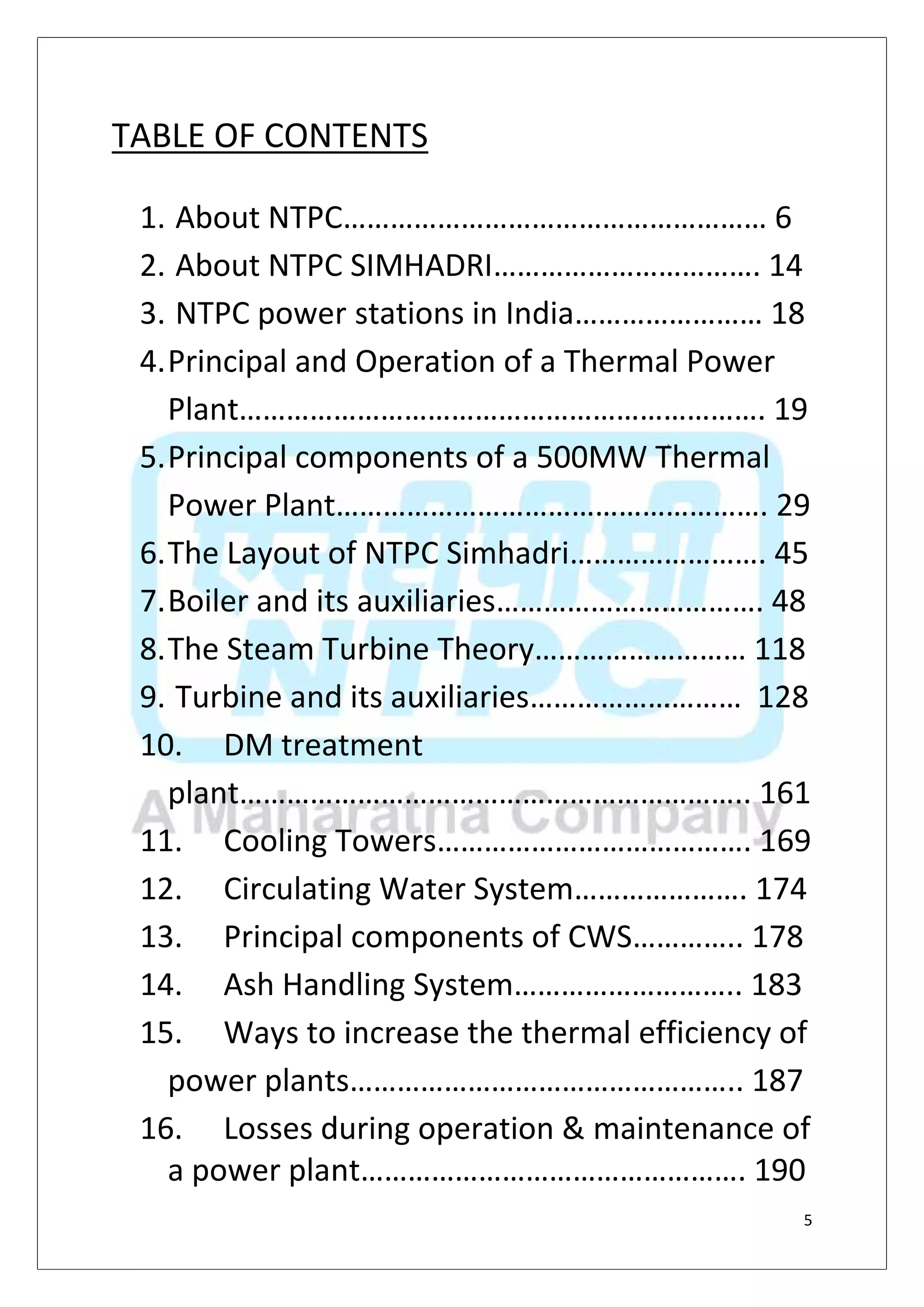 Project Report on Industrial Summer Training at NTPC Simhadri | PDF