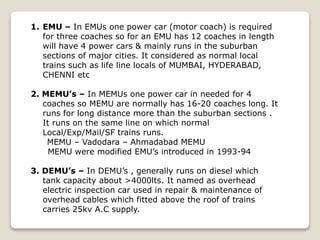 NORTHERN RAILWAY EMU CAR SHED INDUSTRIAL TRAINING PRESENTATION | PPTX