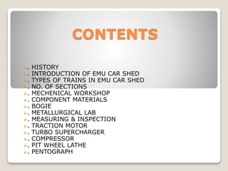 NORTHERN RAILWAY EMU CAR SHED INDUSTRIAL TRAINING PRESENTATION | PPTX