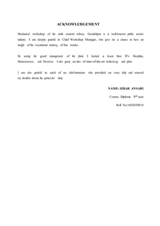 Industrial training report | DOCX