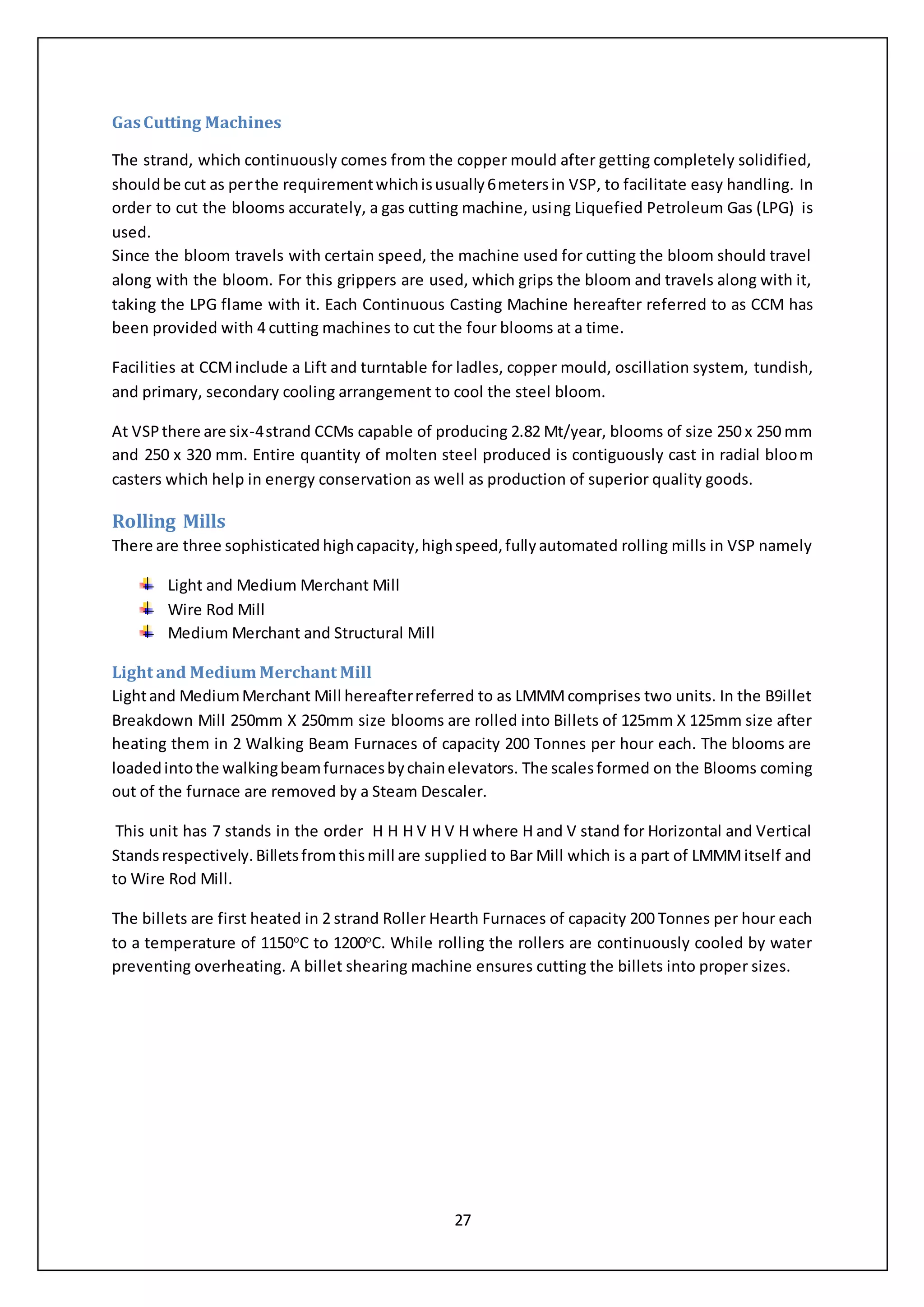 Industrial training report- Visakhapatnam Steel Plant. | DOCX