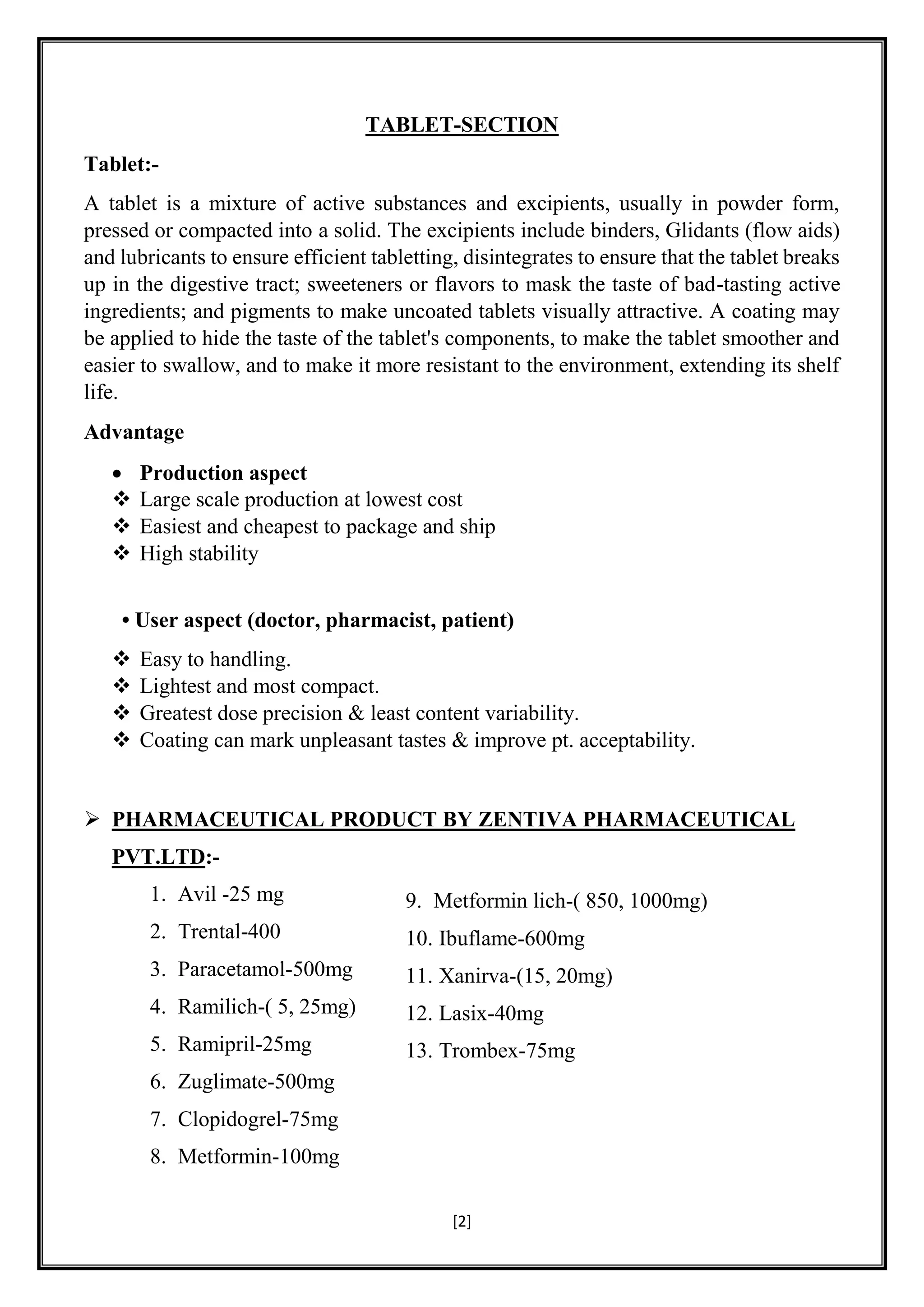 INDUSTRIAL TRAINING REPORT (B-pharmacy ) Zentiva pharmaceutical ...