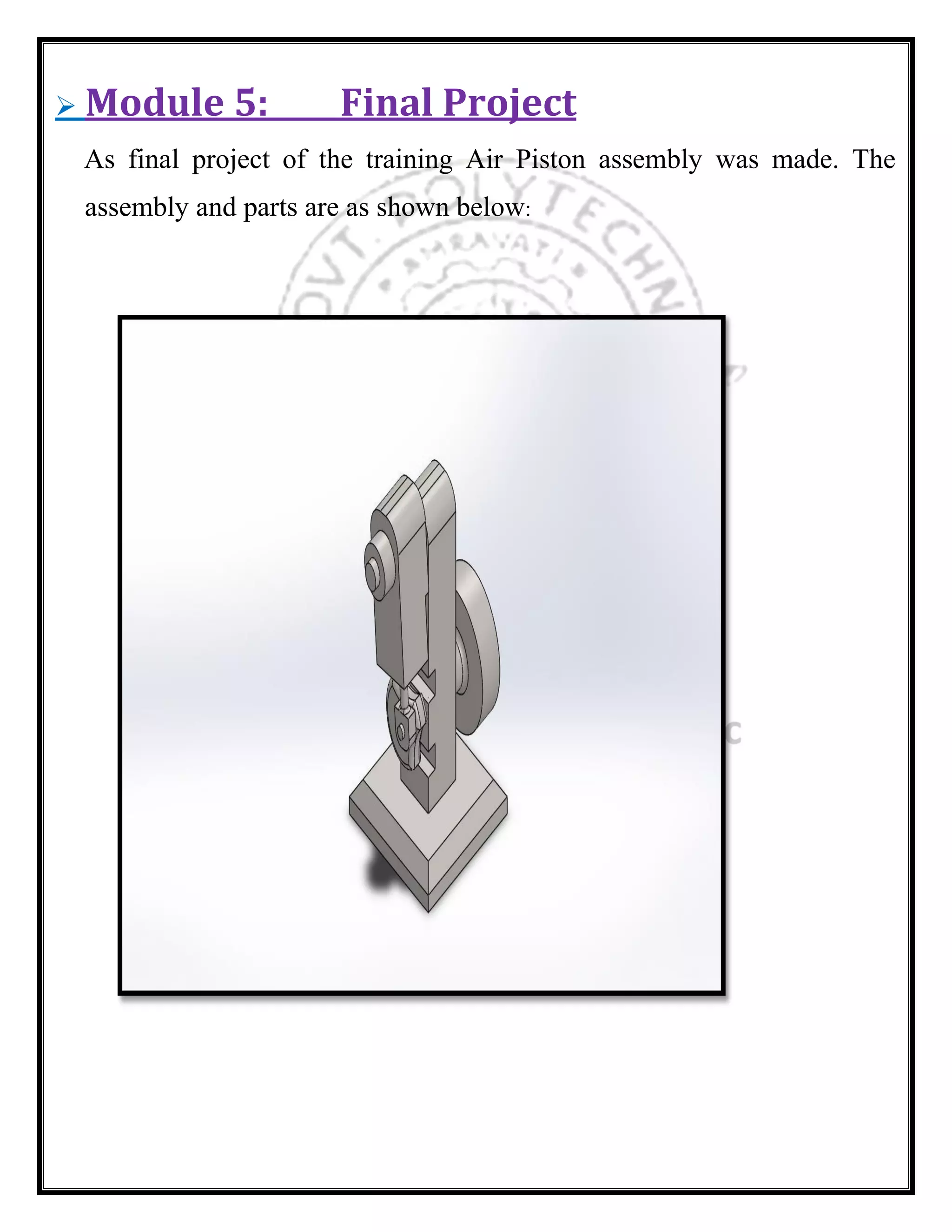 Industrial training solid works report by atharva mahalle (19 me001) | PDF