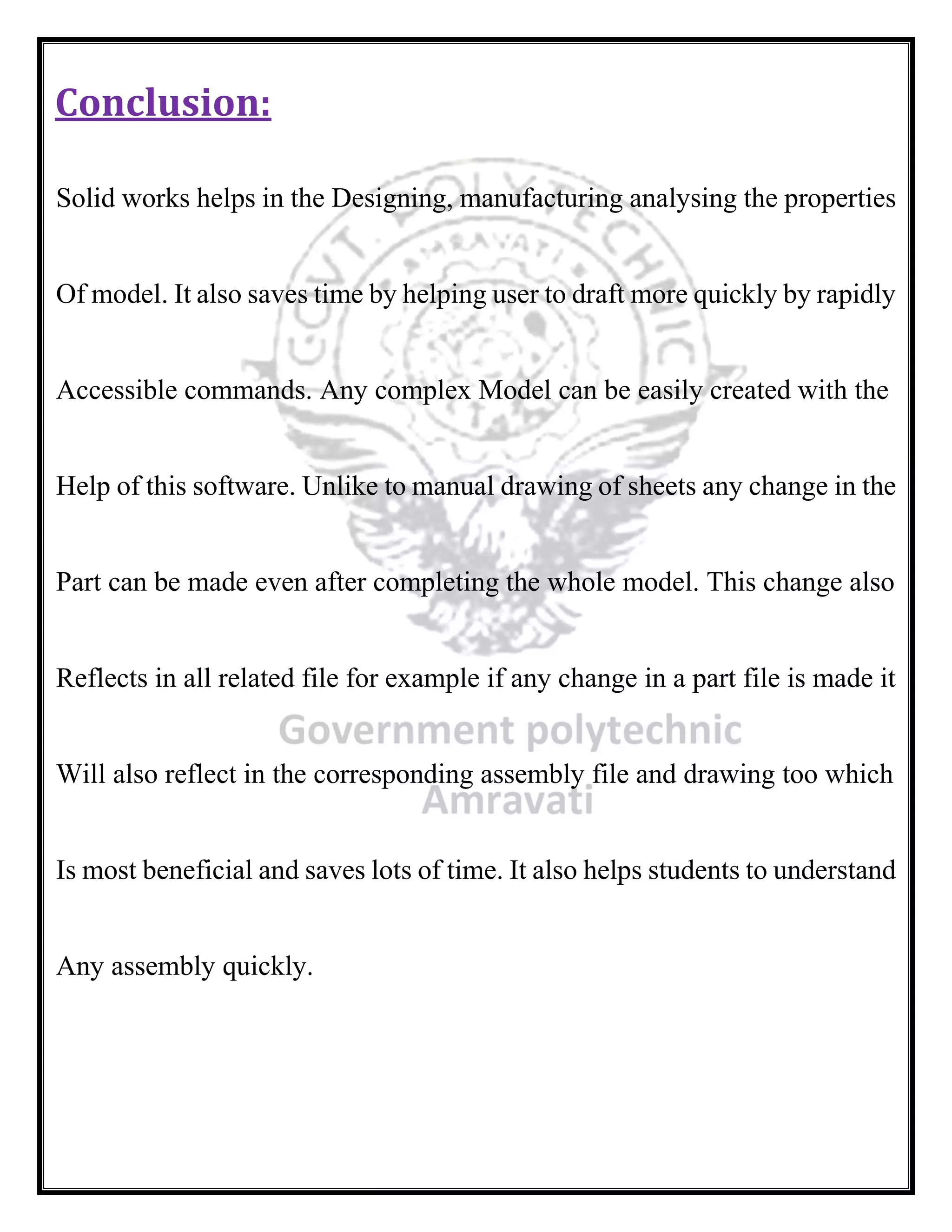 Industrial training solid works report by atharva mahalle (19 me001) | PDF