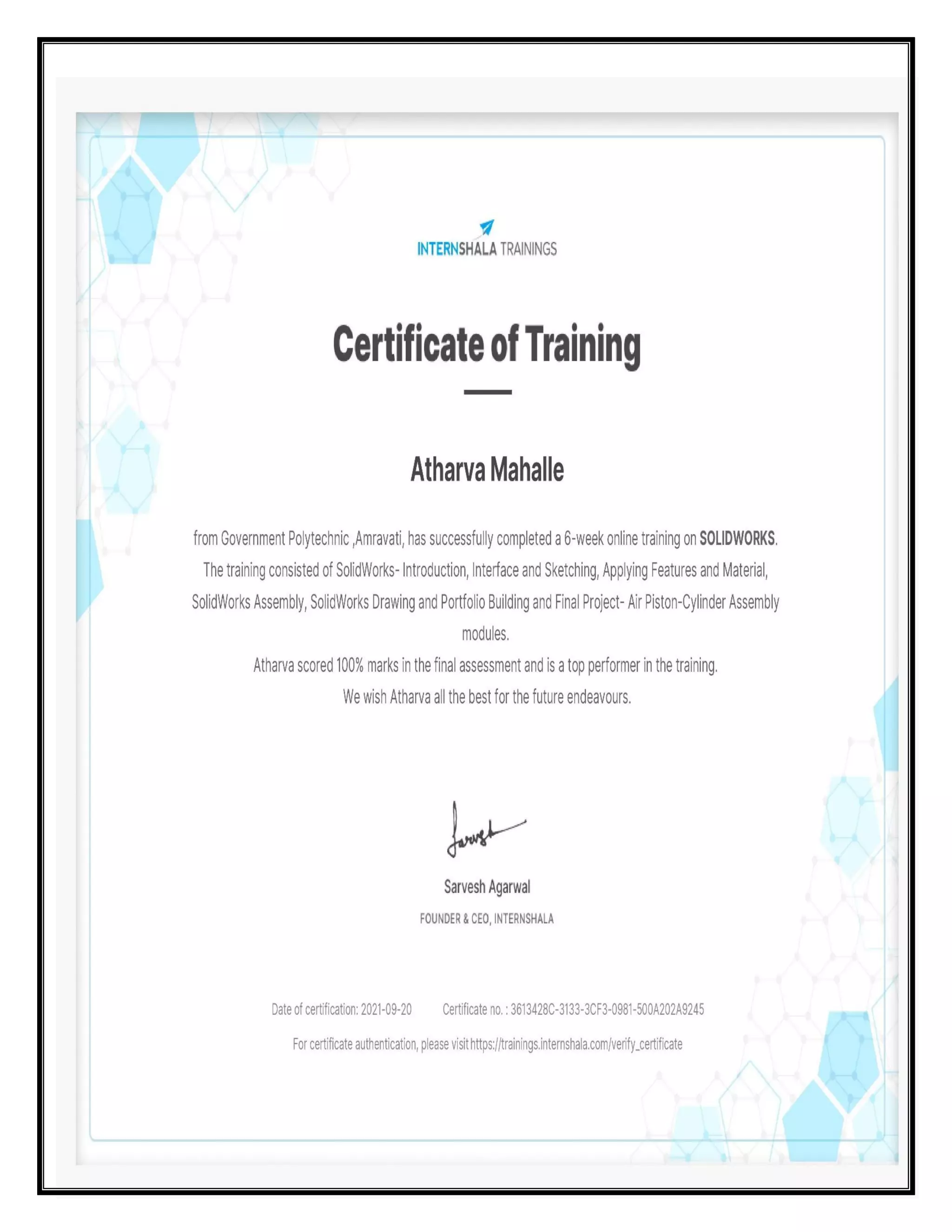 Industrial training solid works report by atharva mahalle (19 me001) | PDF