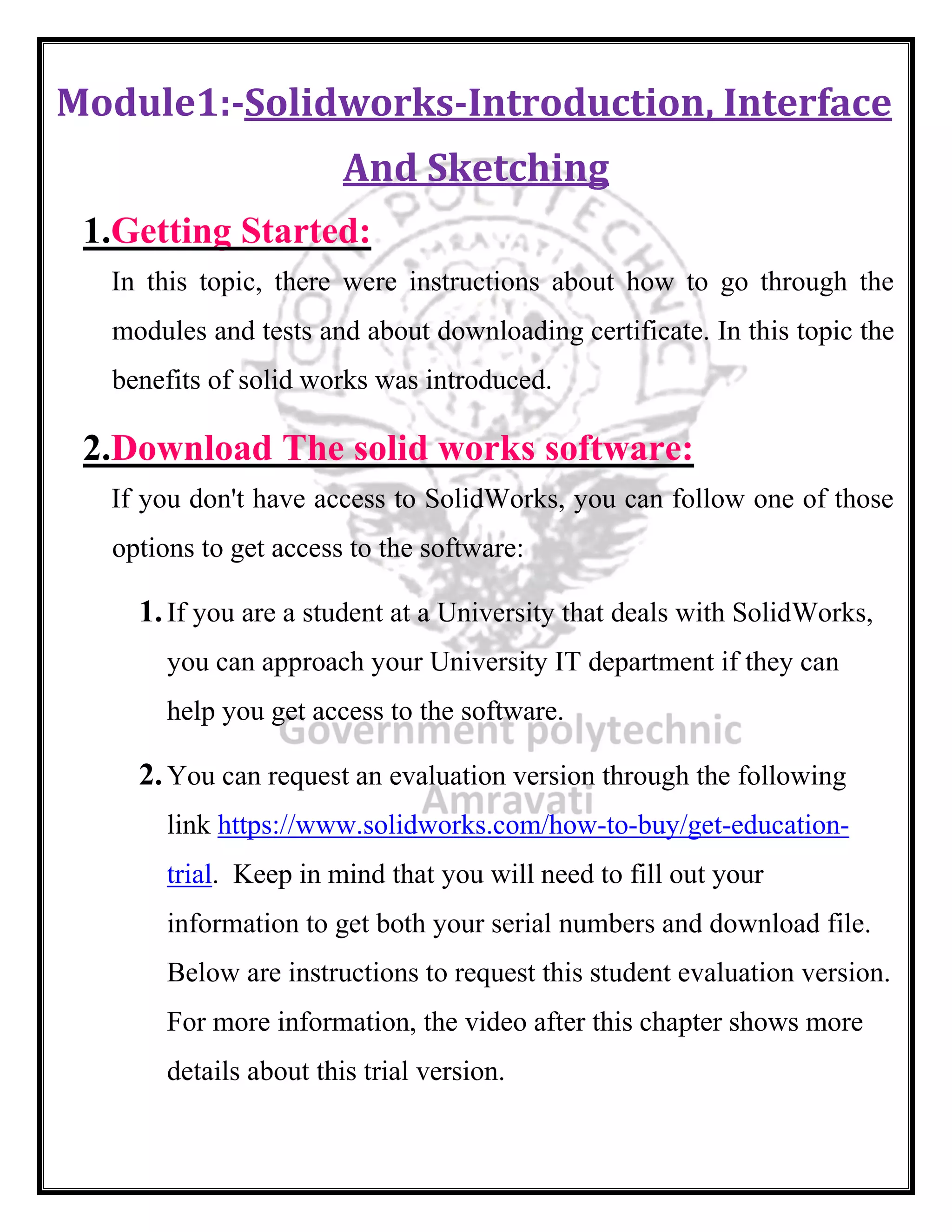 Industrial training solid works report by atharva mahalle (19 me001) | PDF