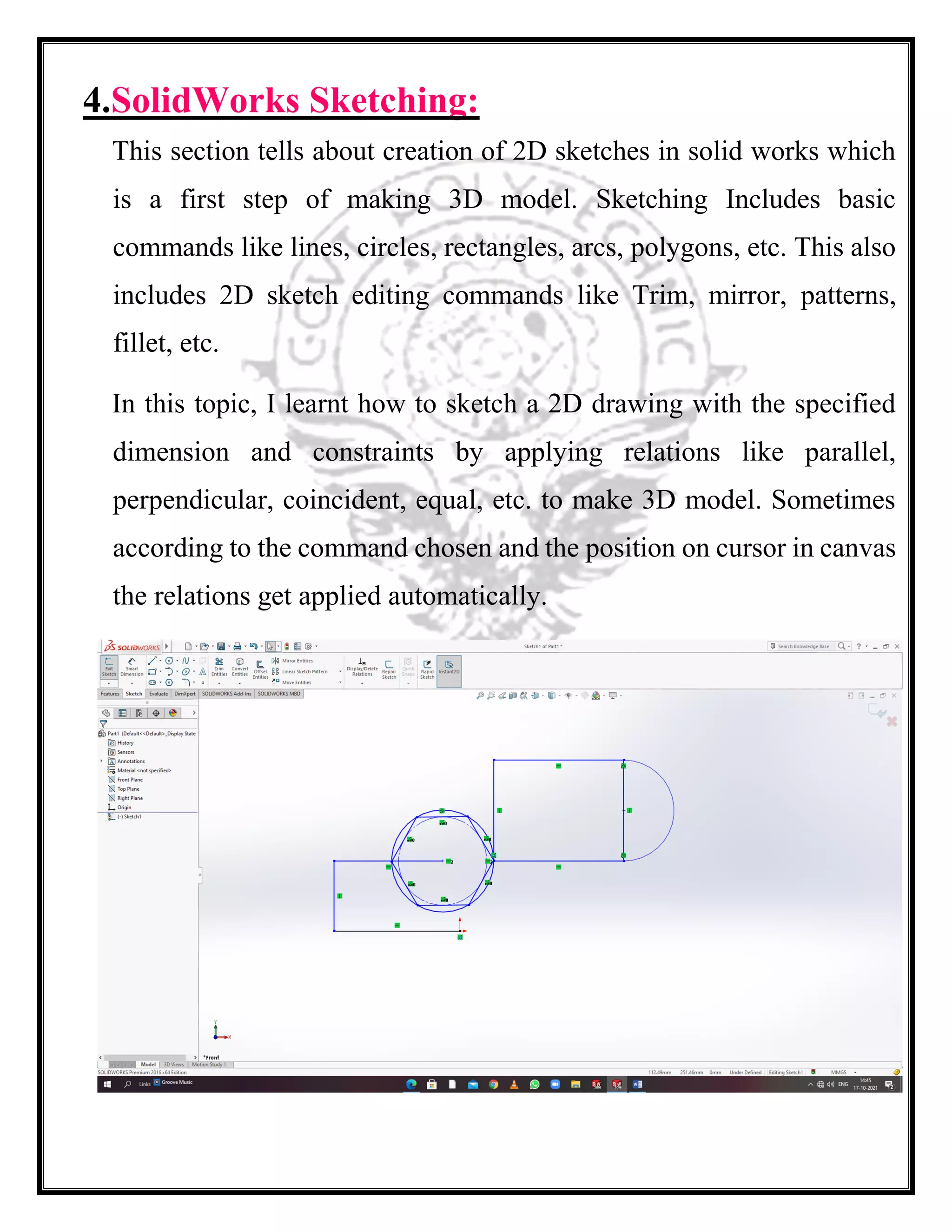 Industrial training solid works report by atharva mahalle (19 me001) | PDF