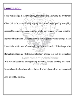 Industrial training solid works report by atharva mahalle (19 me001) | PDF