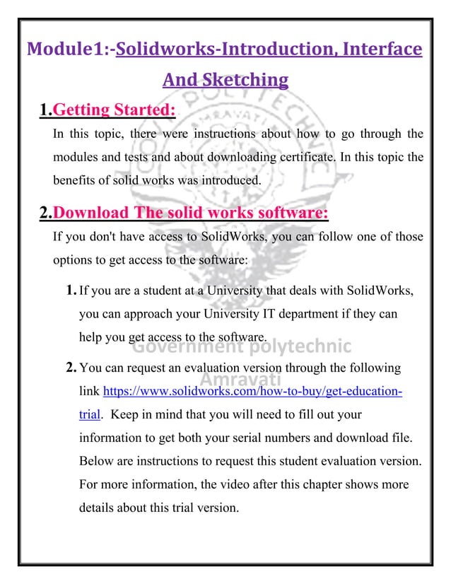 Industrial training solid works report by atharva mahalle (19 me001) | PDF