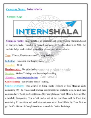Industrial training solid works report by atharva mahalle (19 me001) | PDF