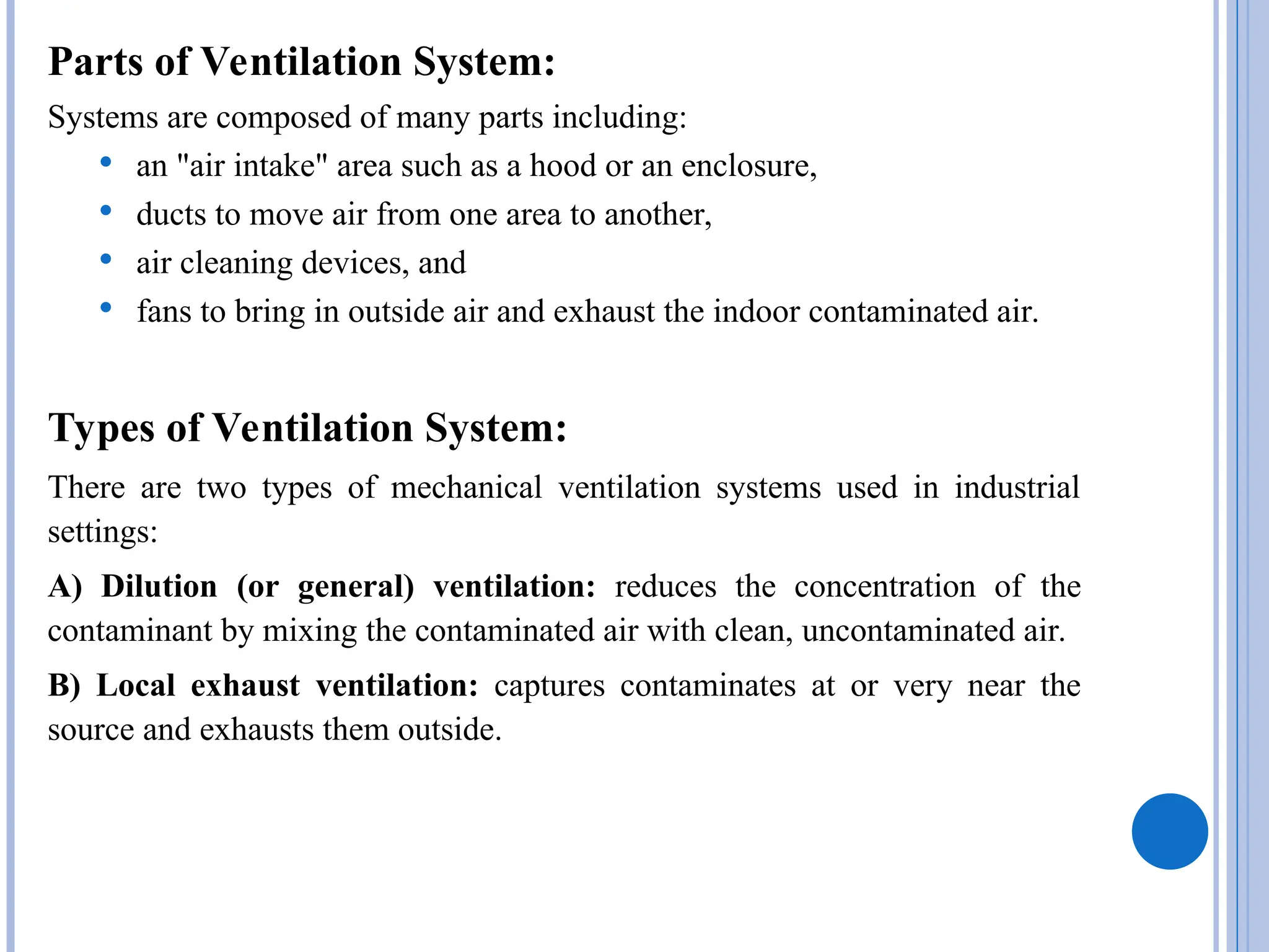 Industrial Ventilation of HVAC with parts and types | PPT