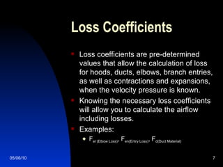 Industrial Ventilation Airflow Losses In A System | PPT
