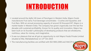 Industrial visit presentation final mapro | PPTX