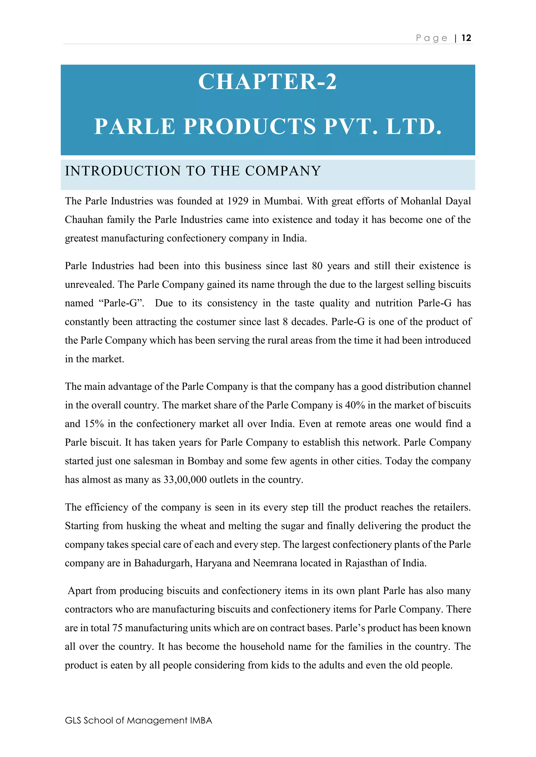 Parle Products Industrial Visit Report | PDF