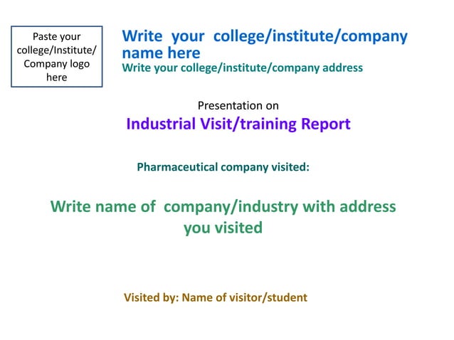 Industrial visit report, Industrial training report | PPT