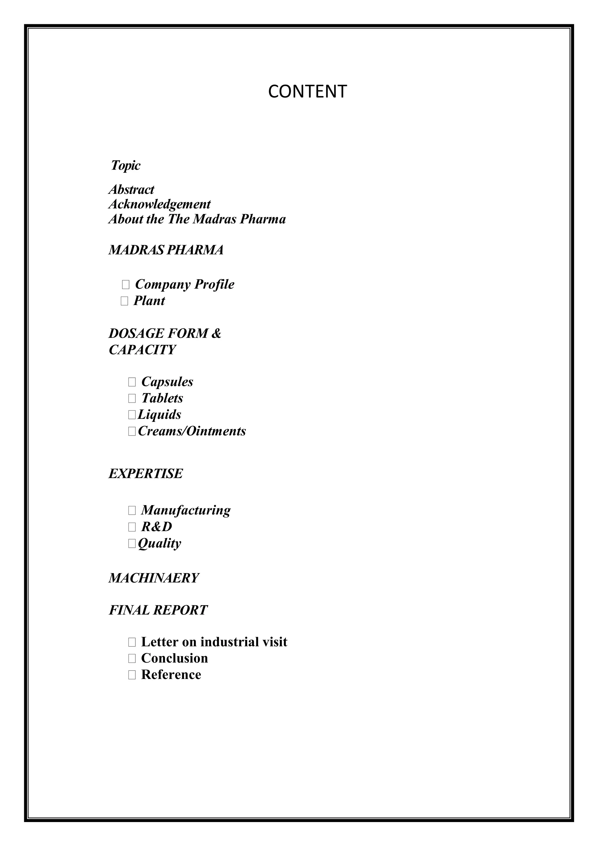Industrial visit report on Madras Pharma.docx