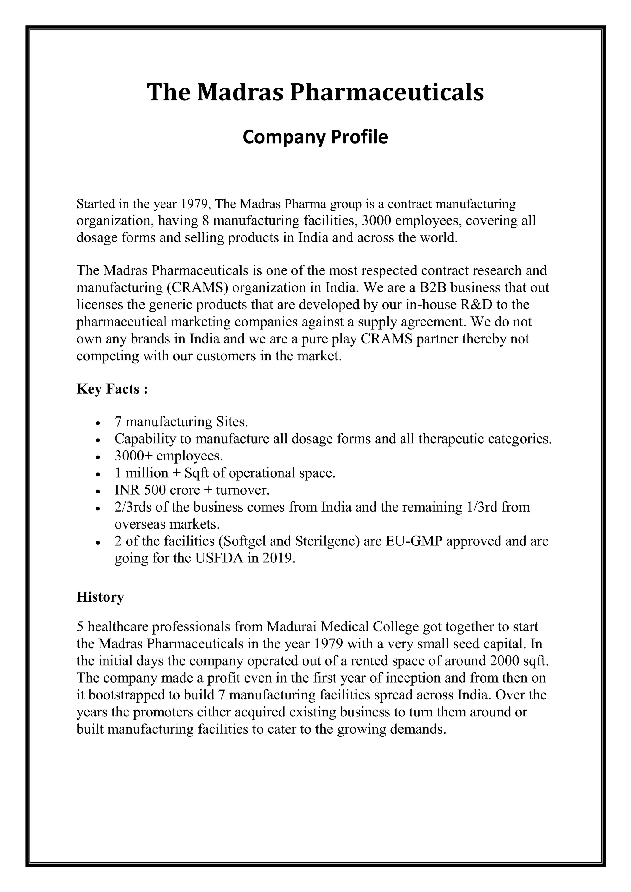 Industrial visit report on Madras Pharma.docx