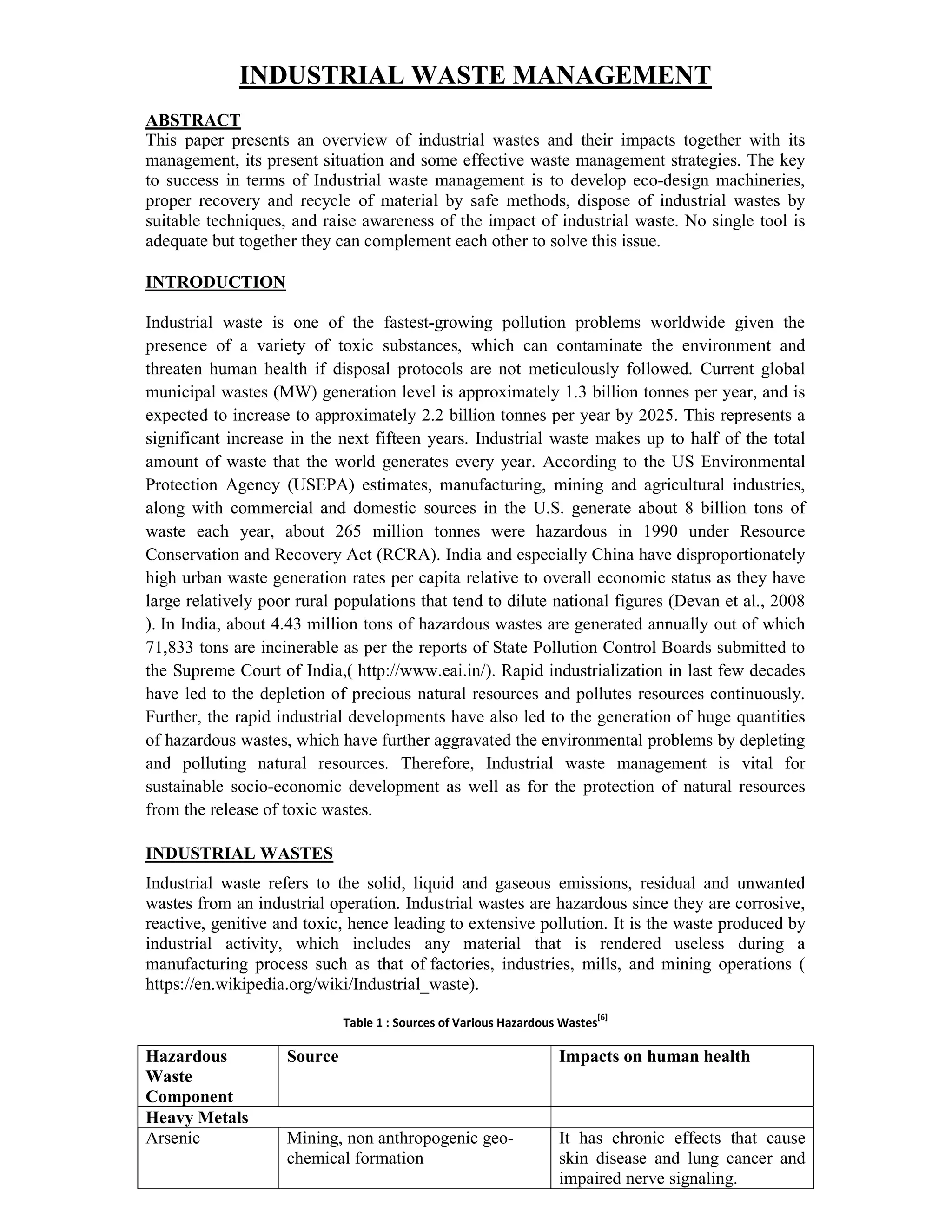 Industrial waste management | PDF