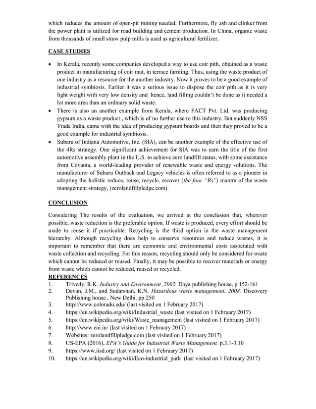 Industrial waste management | PDF | Environmental Services Industry ...