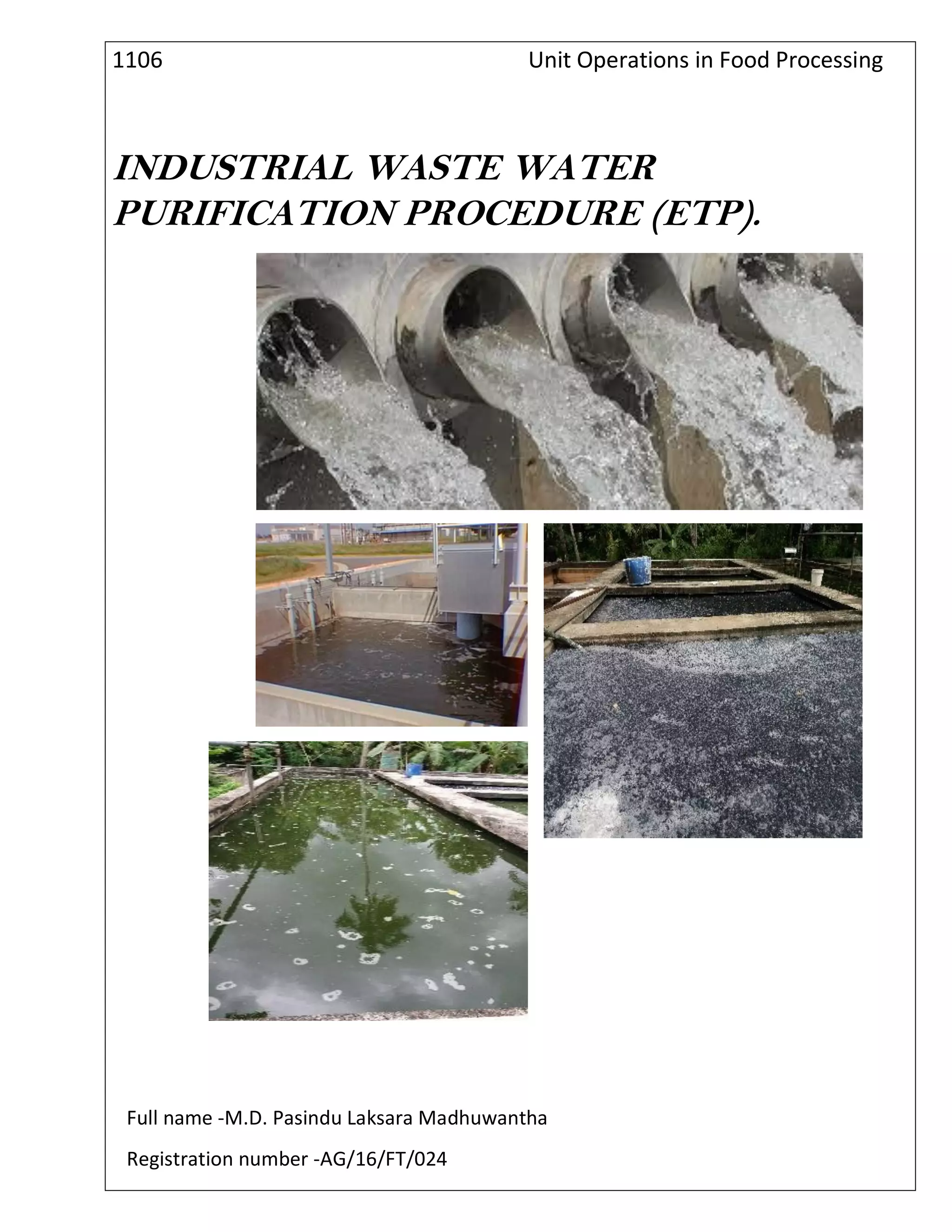 Industrial waste water purification procedure | PDF