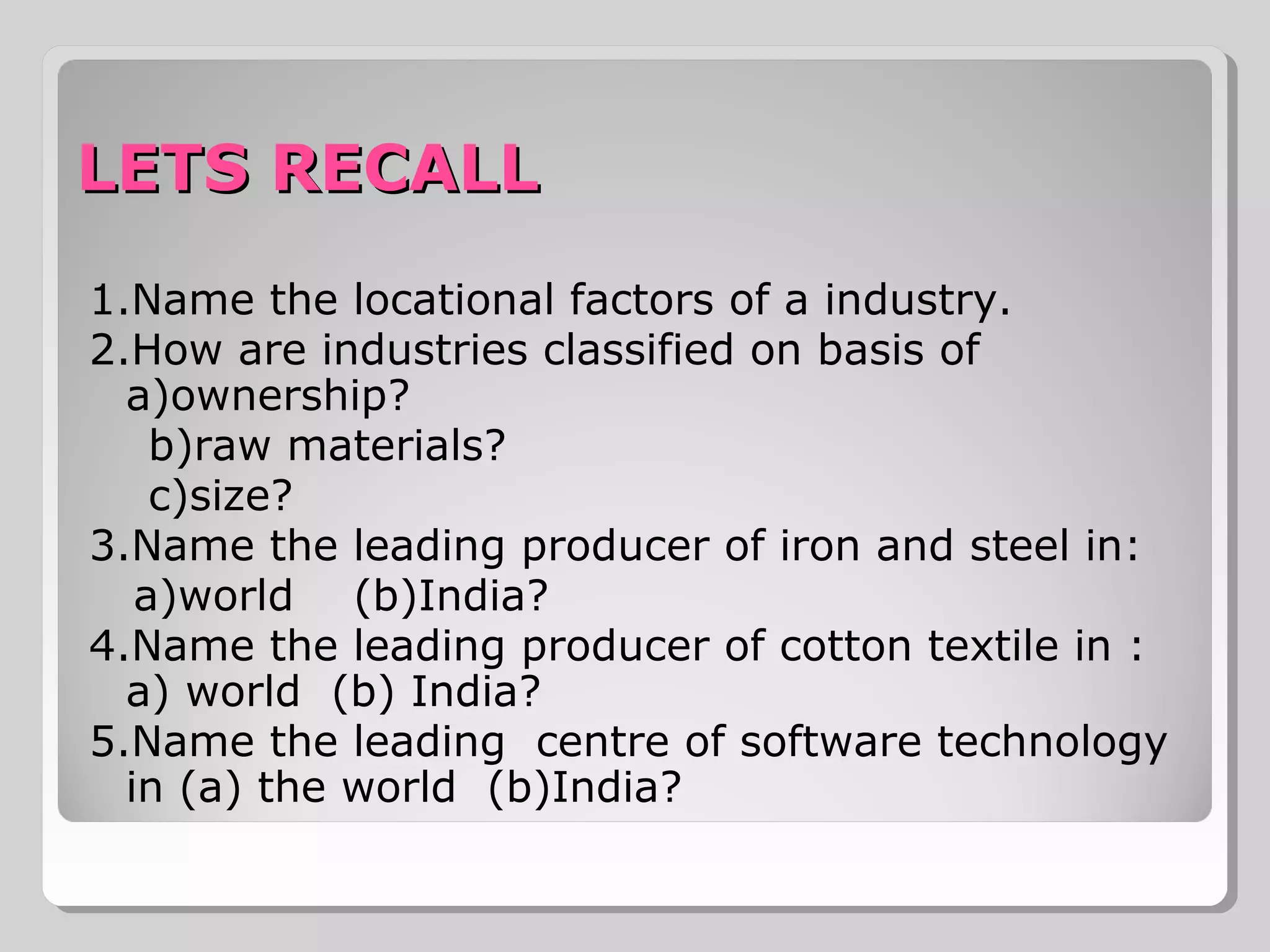 Industries for class 8 | PPT
